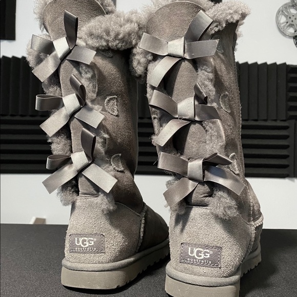 UGG | Shoes | Ugg Bailey Bow Grey Boots | Poshmark